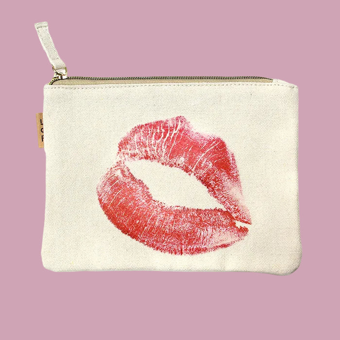 Kiss Canvas Pouch - Cotton Makeup Bag with Kiss Print – The Snooki Shop