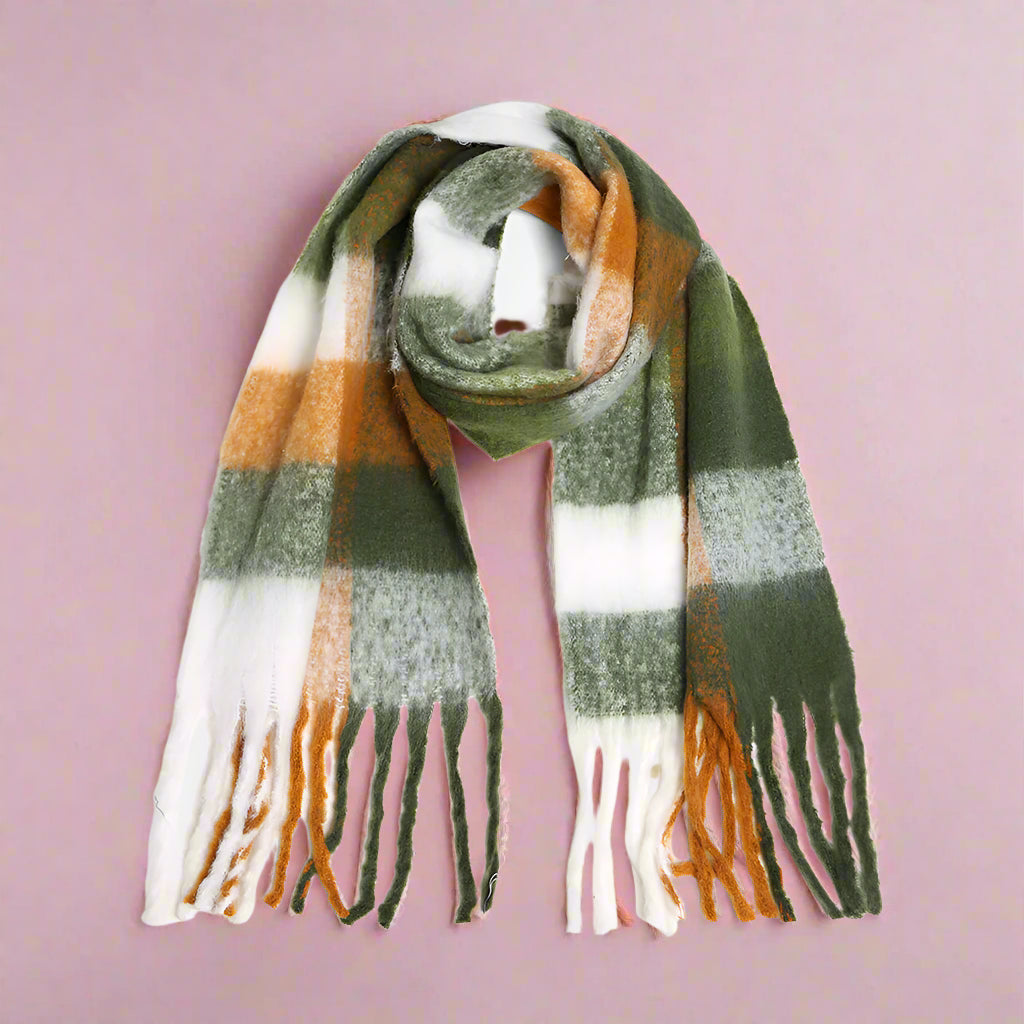 Olive Plaid Scarf – The Snooki Shop